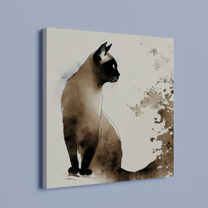 Siamese Cat #3 Sumi-e Painting Style Canvas - Etsy