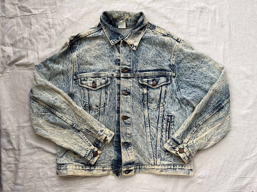 Vintage Acid Wash Denim Jacket With Embroidery - Etsy