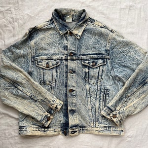 Vintage Acid Wash Denim Jacket With Embroidery - Etsy