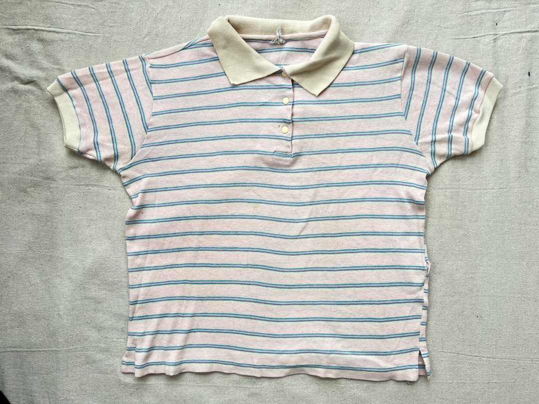 Vintaged Crop Striped Polo - Etsy