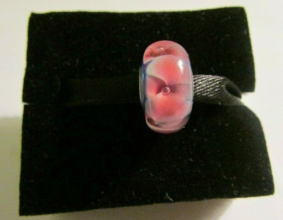 ONE Murano Glass Bead/hibiscus Bloom With Pearl/european Bead/fits ...