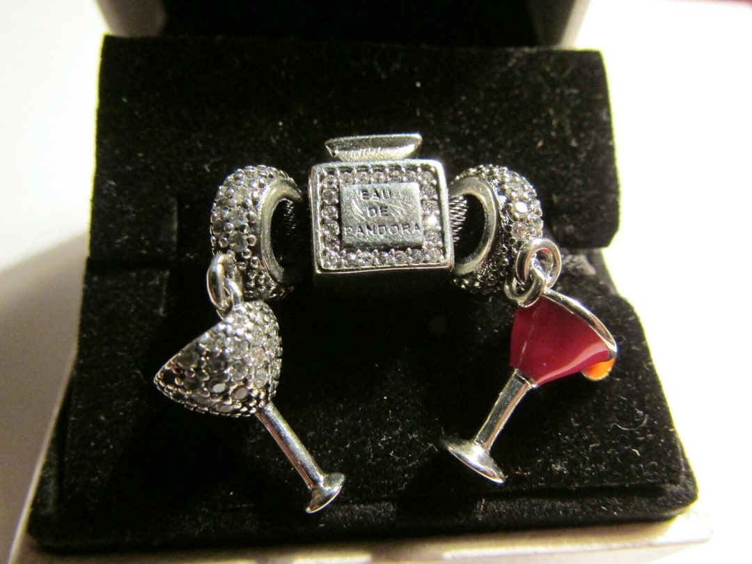 Sterling Silver 3pc Set Charms CZ'S With Glitzperfume/cocktail ...