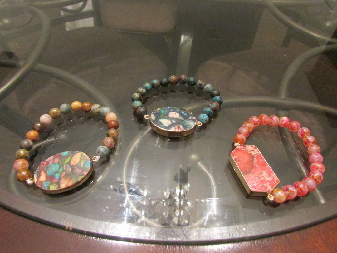 Beautiful Sliced Druzy Natural Bead Bracelet~ Choose From (3) Styles ...