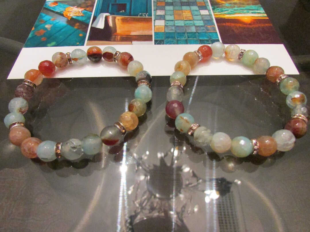 Multi-color Agate Gemstone (faceted) Bracelets~choose From 2 Colors ...