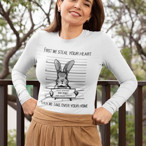 Funny Bunny Long Sleeve T-shirt, Long Sleeved Rabbit Tshirt Tee Gift ...