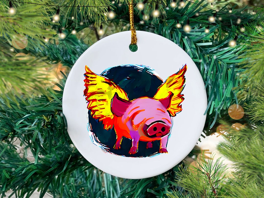 Flying Pig Ornament, Pigs Might Fly Gift, Pig With Wings, Funny Pig ...
