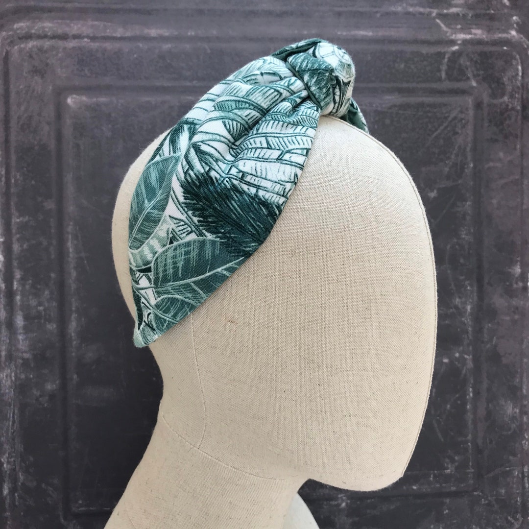 Tropical Greeen Leaves Knotted Headband, Botanical Headband Made From ...