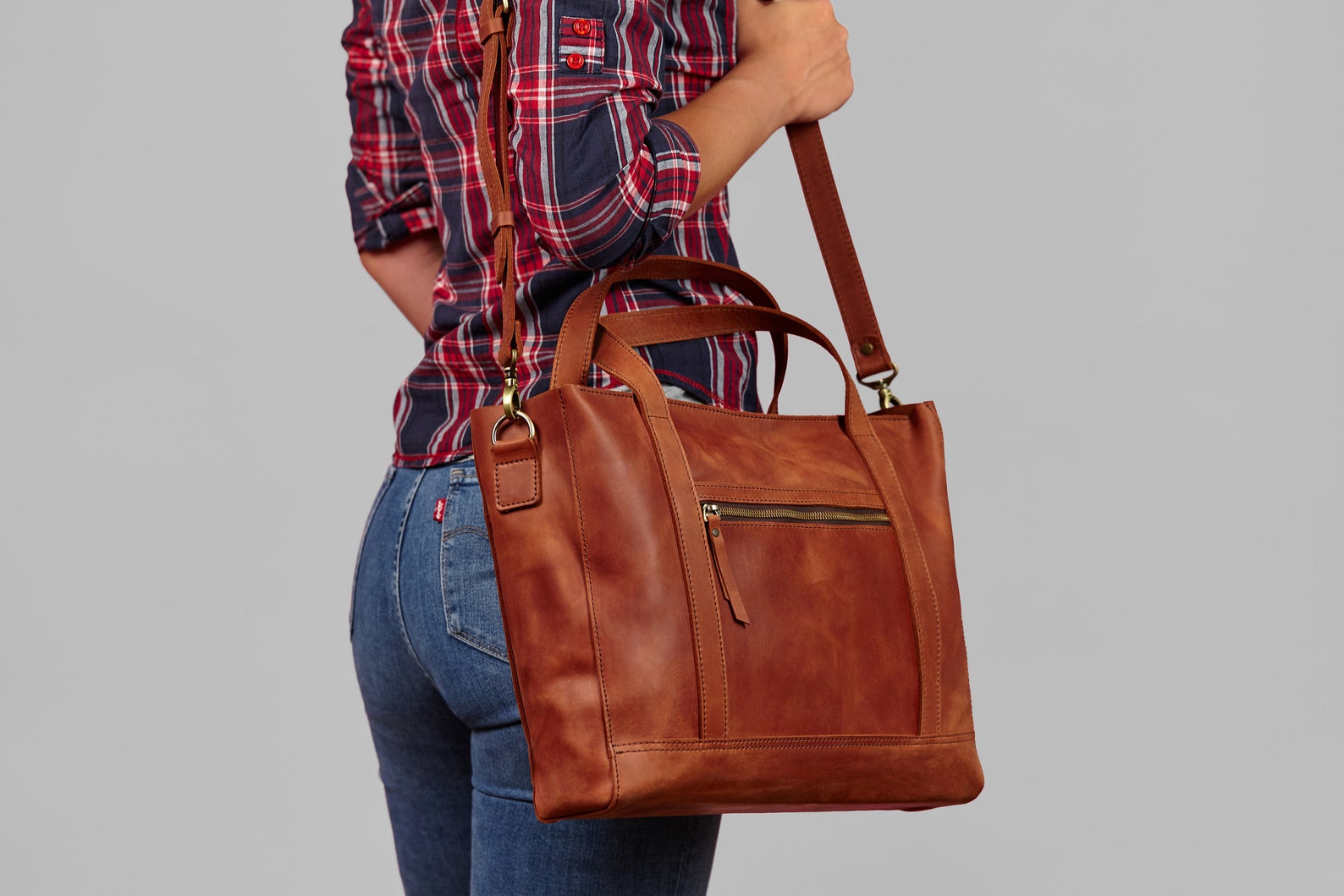 Leather bag for office. Fits a laptop up to 15 inches. | Etsy