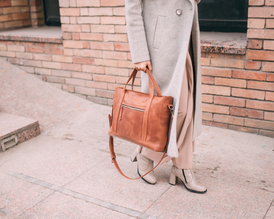 Leather Bag for Work. Available in Different Colors. Zipper on - Etsy