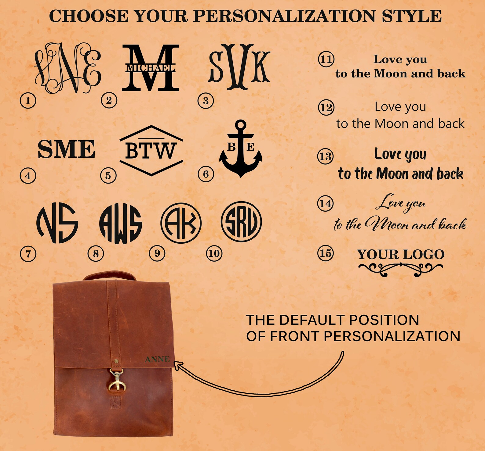 Leather Backpack With Monogram. Personalized Women Backpack | Etsy