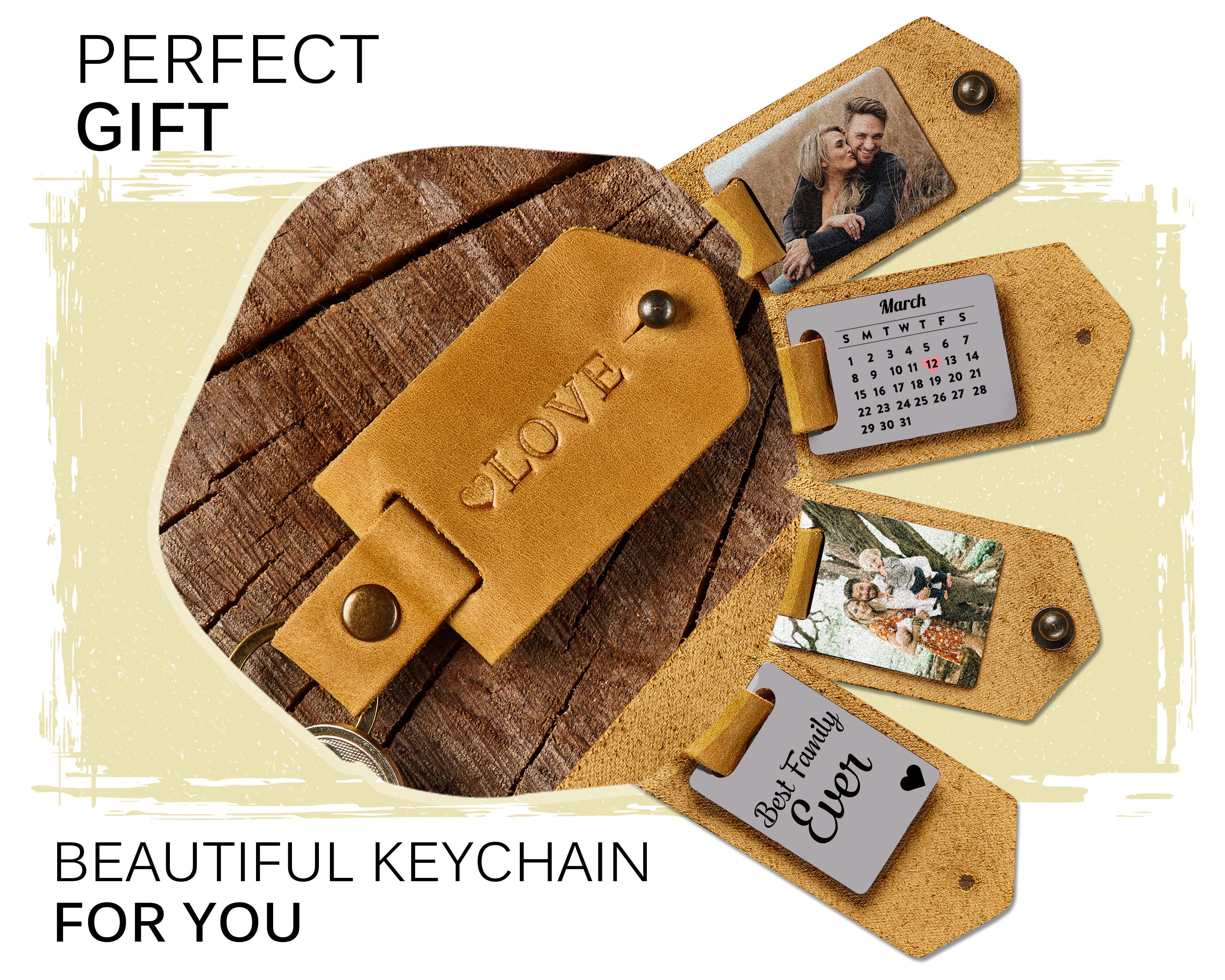 Unique Leather Keychain With Your Photo Personalized Key - Etsy