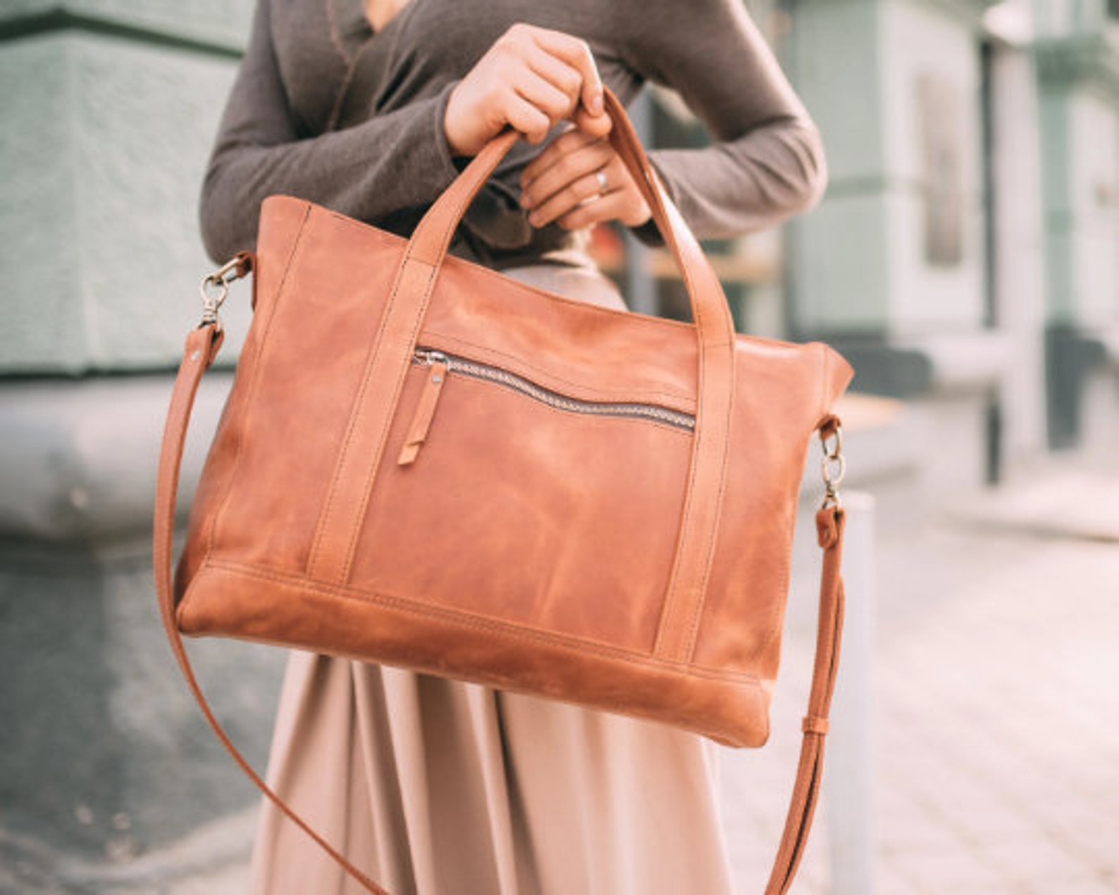 Custom Leather Bag for Laptop and Documents. Stylish Leather - Etsy