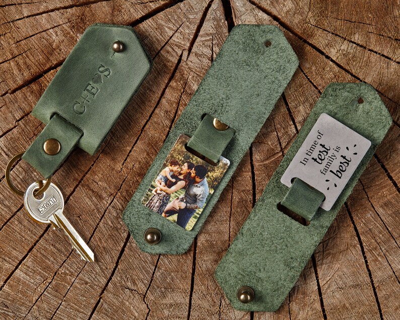 Unique Leather Keychain With Your Photo Personalized Key - Etsy