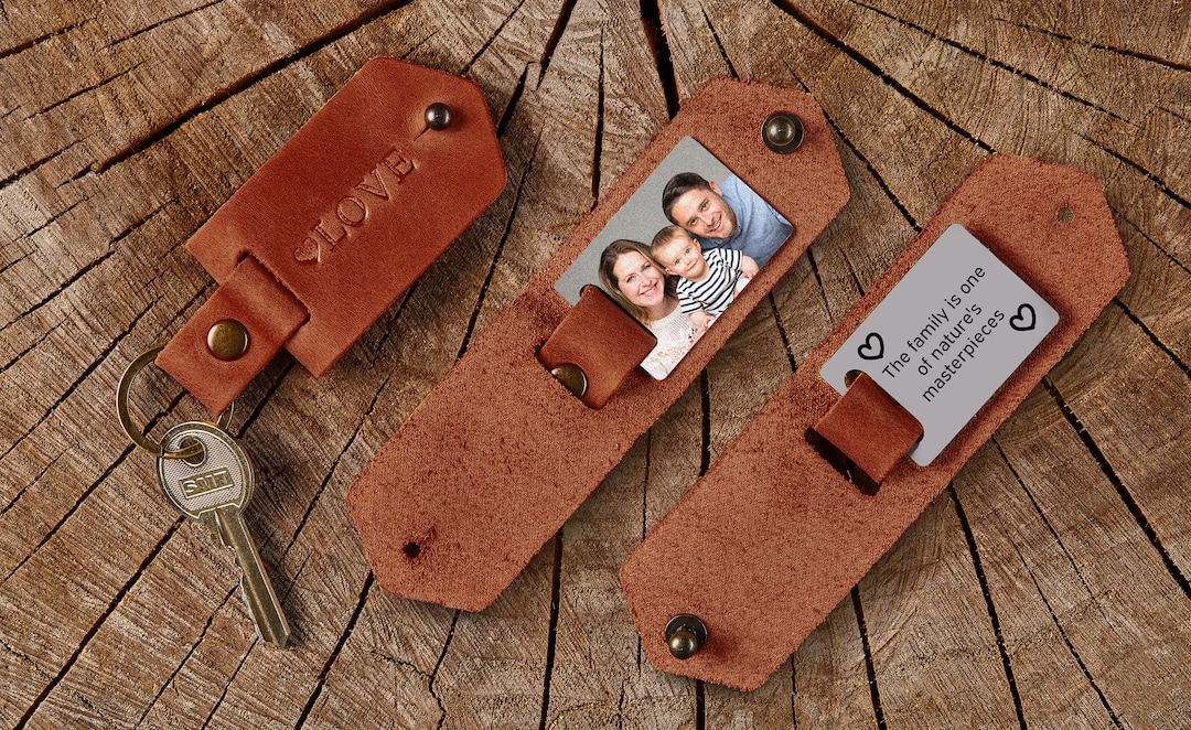 Engraved Gift, Custom Photo Keychain, Best Leather Key Fob, Engraved ...