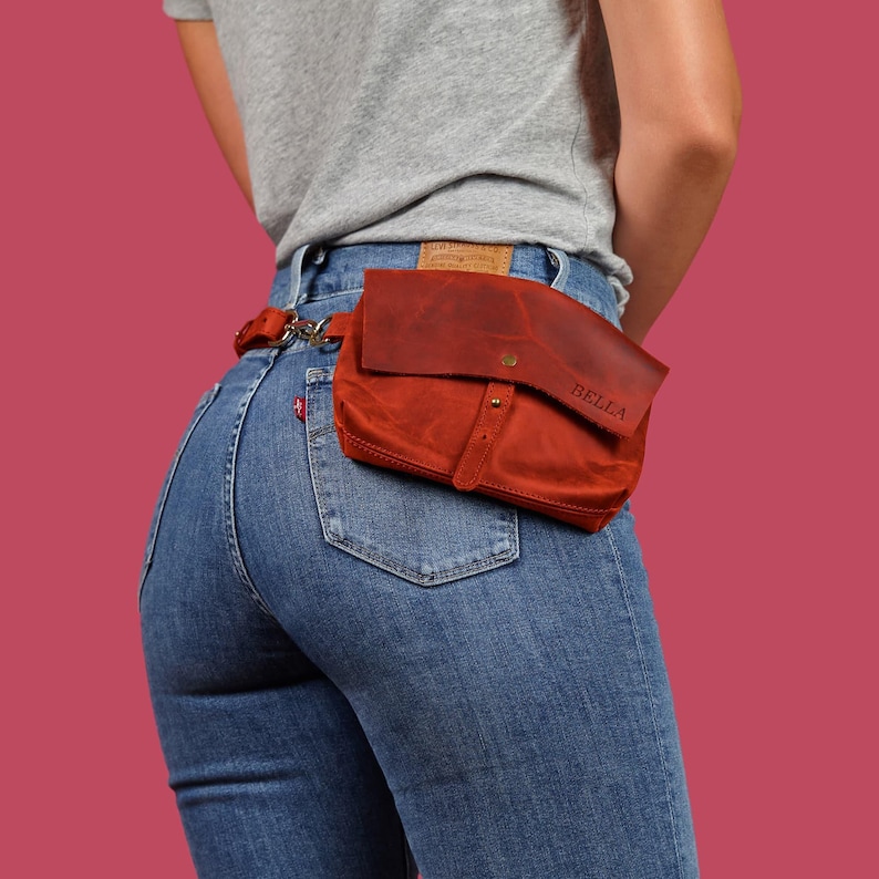 Leather Belt Bag, Engraved Fanny Pack, Leather Banana Bag, Personalized ...