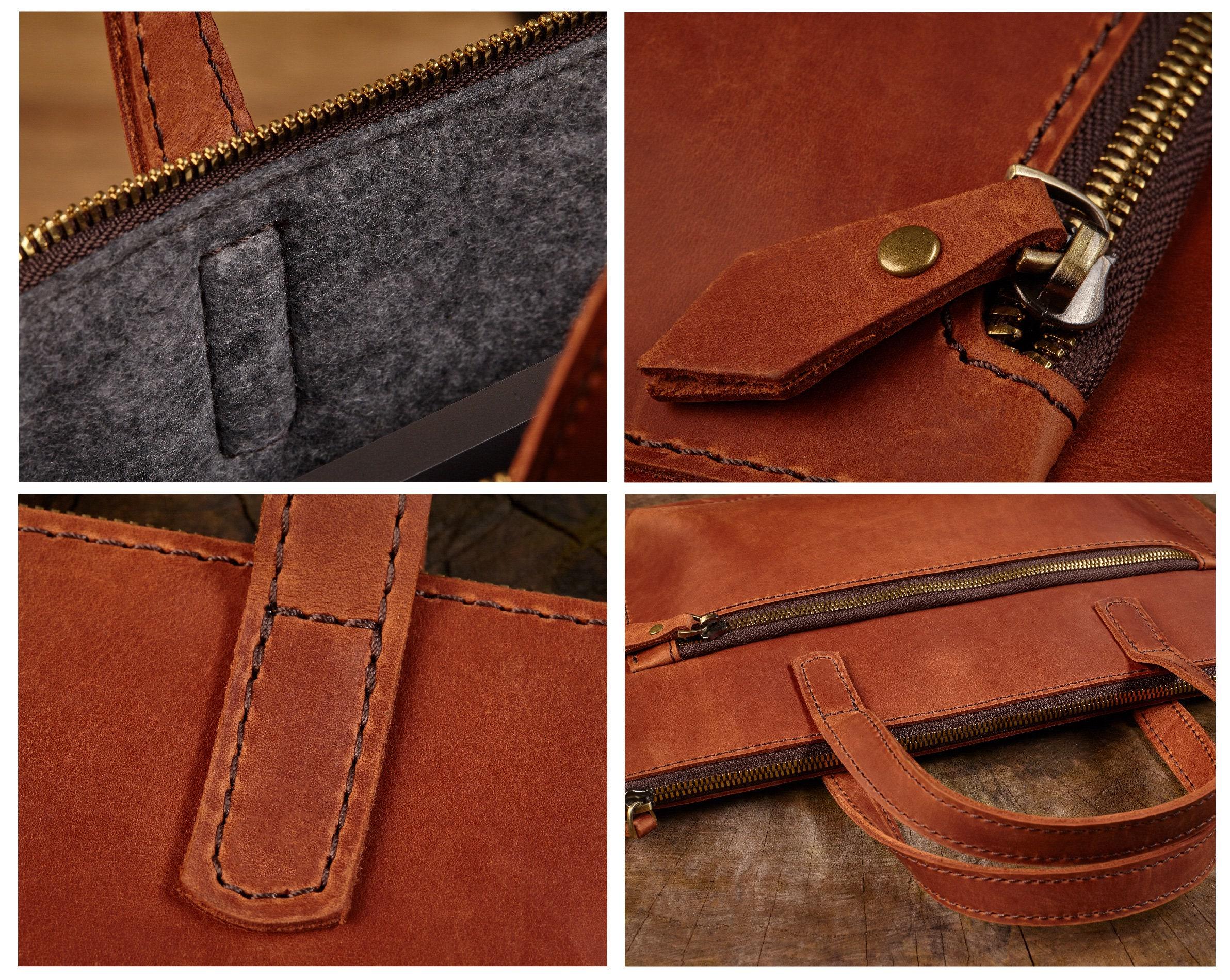 Custom Leather Laptop Bag With Handle, Engraved 16 Inch Sleeve, Women’s ...