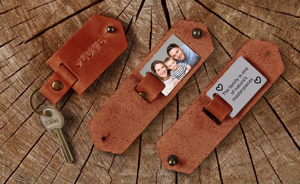 Unique Leather Keychain With Your Photo Personalized Key - Etsy