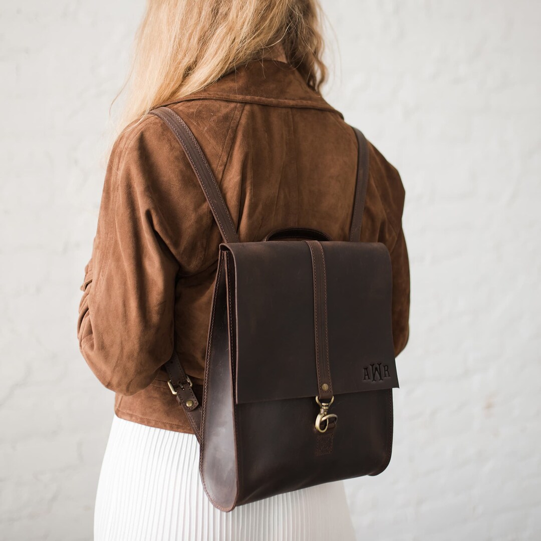 Personalized Gift for Her Customly Engraved. Leather Backpack Made From ...