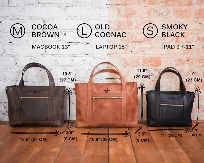 Leather Bag for Work. Available in Different Colors. Zipper on | Etsy