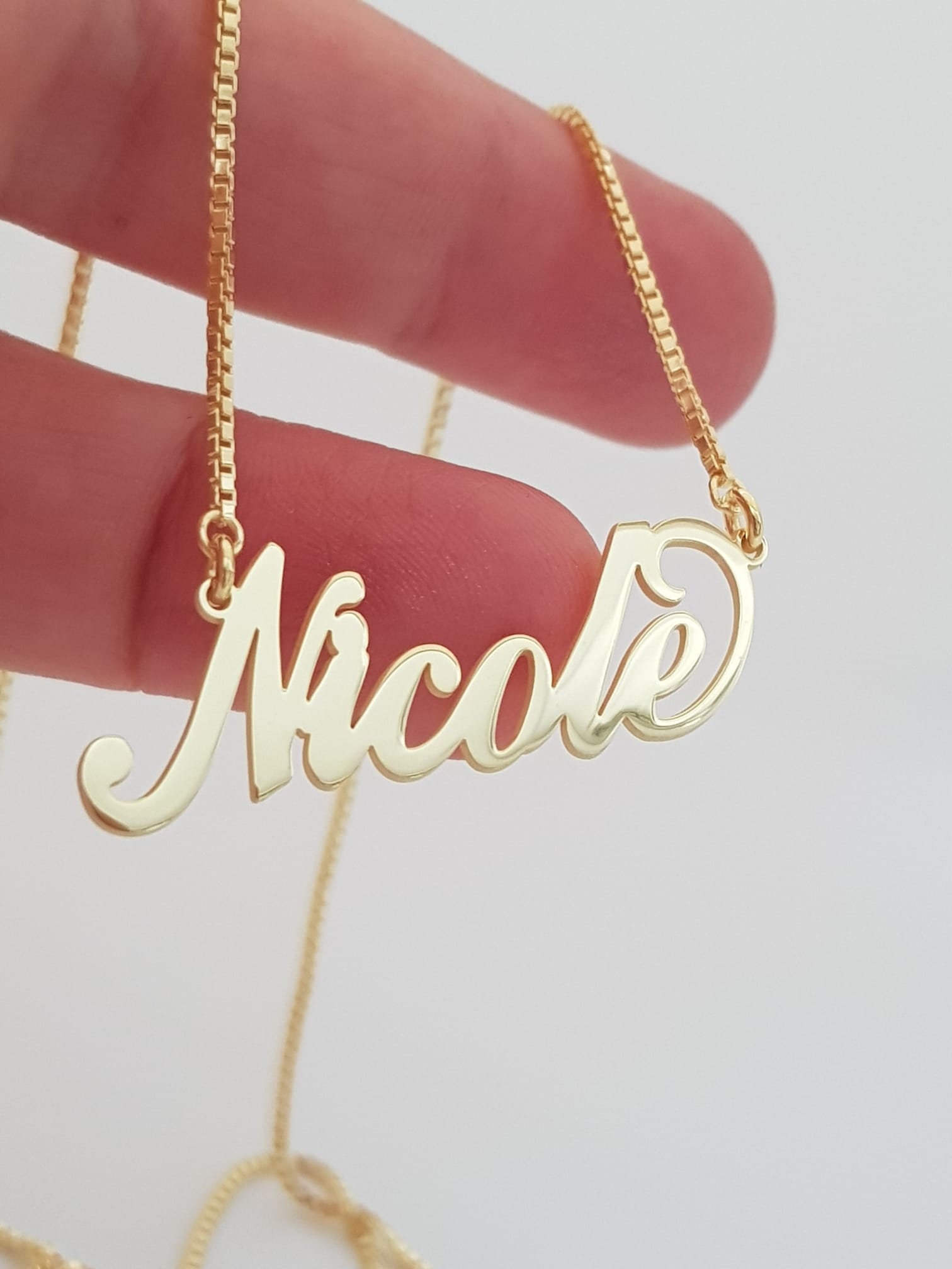 Carrie Script Name Necklace, Personalized Carrie Font Nameplate, 14K ...