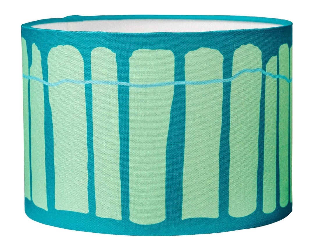 Green Crawia Pattern Lampshade Linen Fabric Handmade Drum - Etsy
