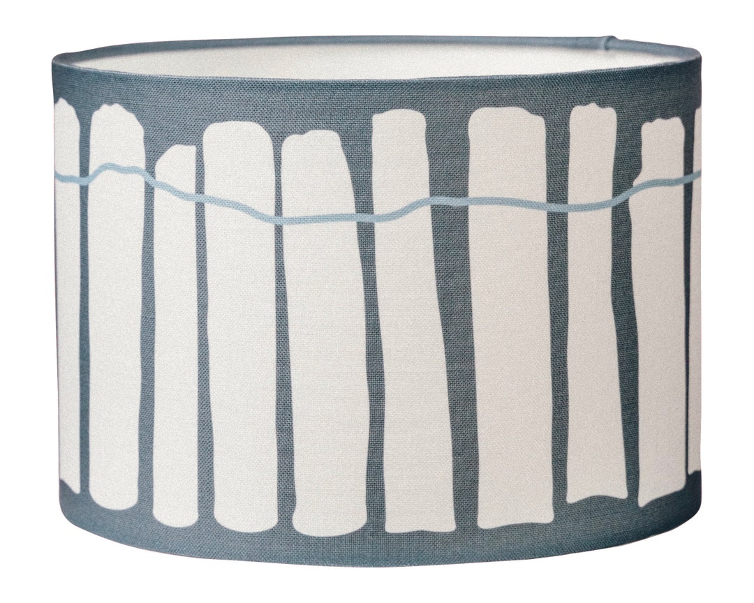 Slate Grey and White Crawia Pattern Lampshade - Linen Fabric Handmade ...