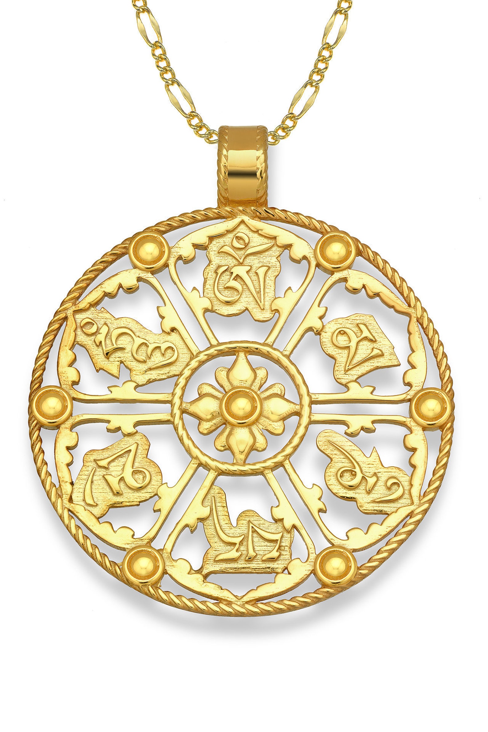Om Mani Padme Hum Pendant 18km Gold Plated With Chain - Etsy