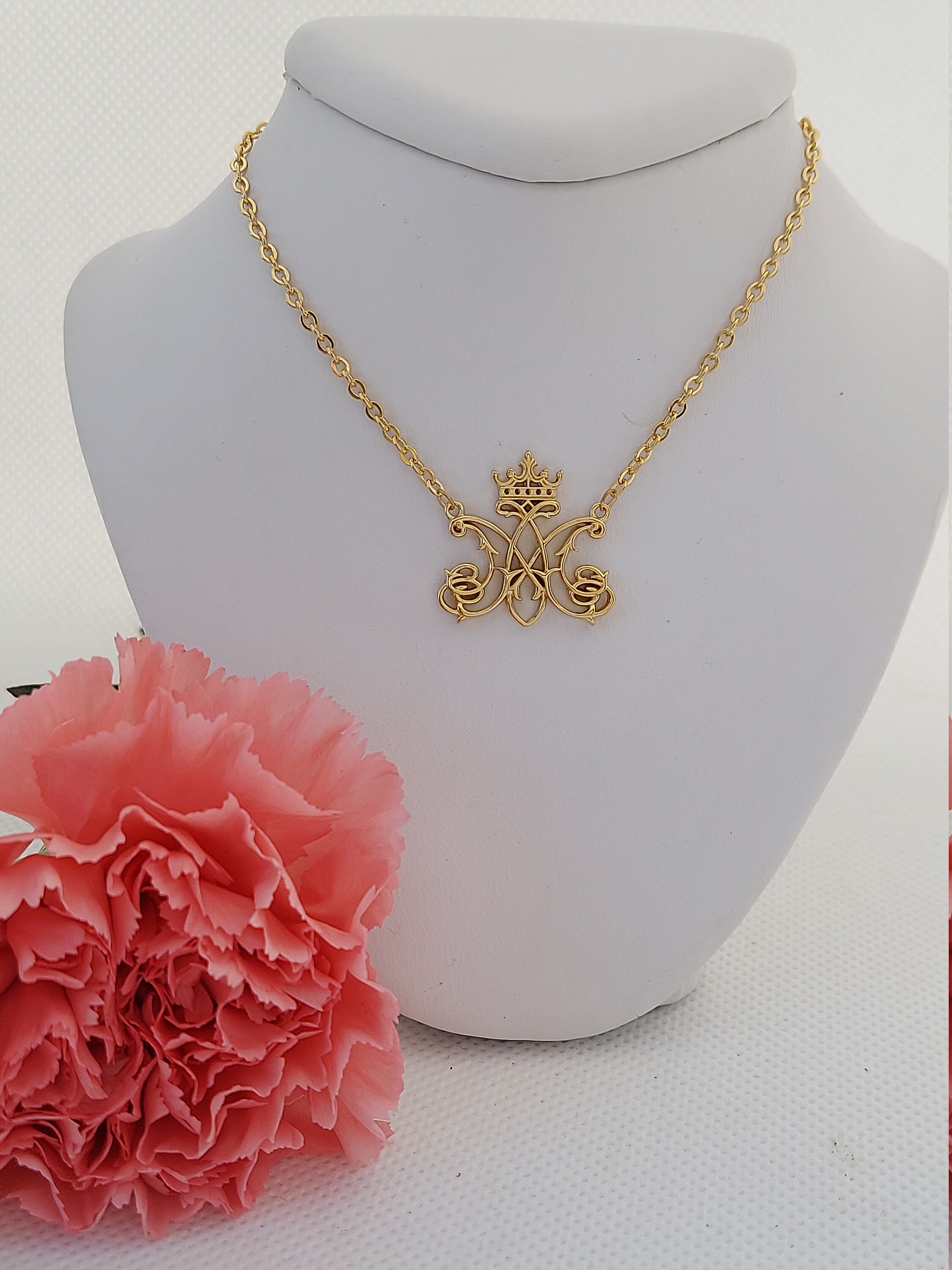 Gold over 925 Sterling Silver Ave Maria Necklace | Etsy