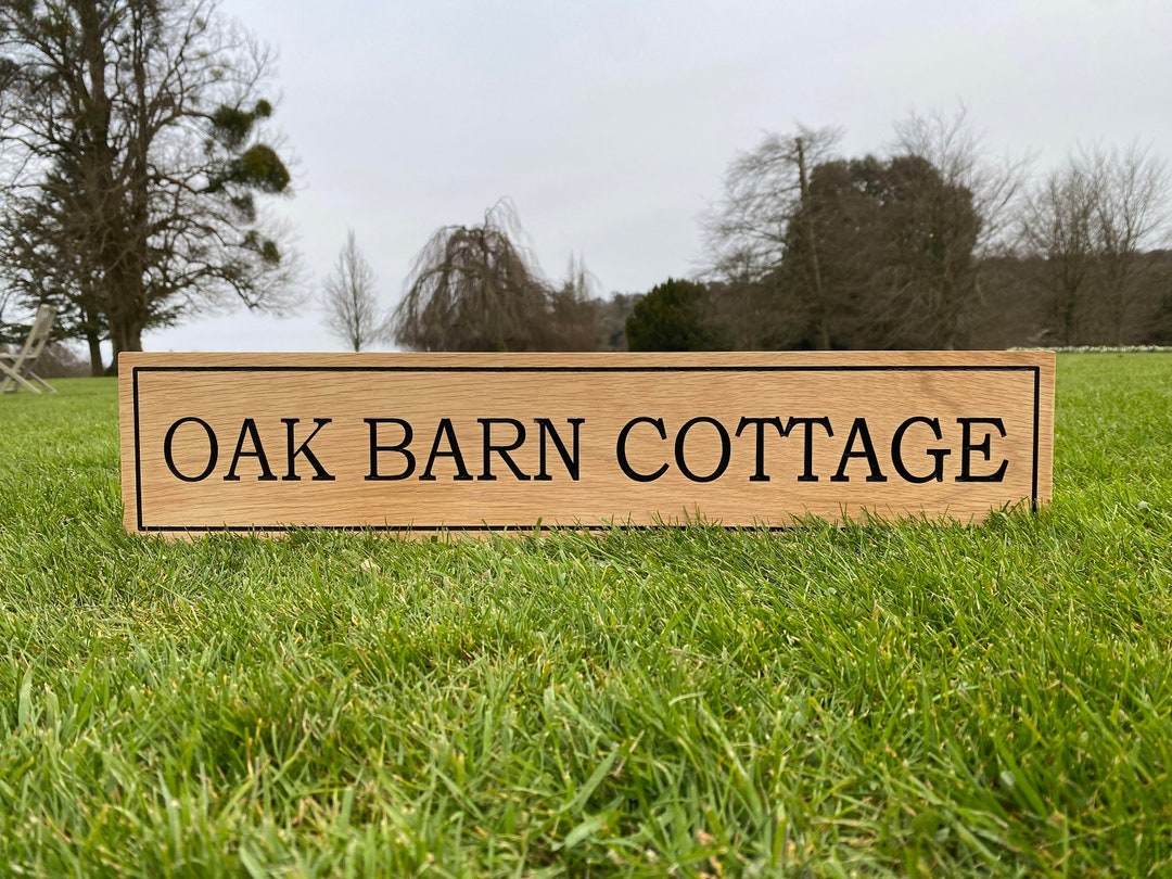 Personalised Oak Wood Sign, Engraved Signs, Custom House Name Design ...