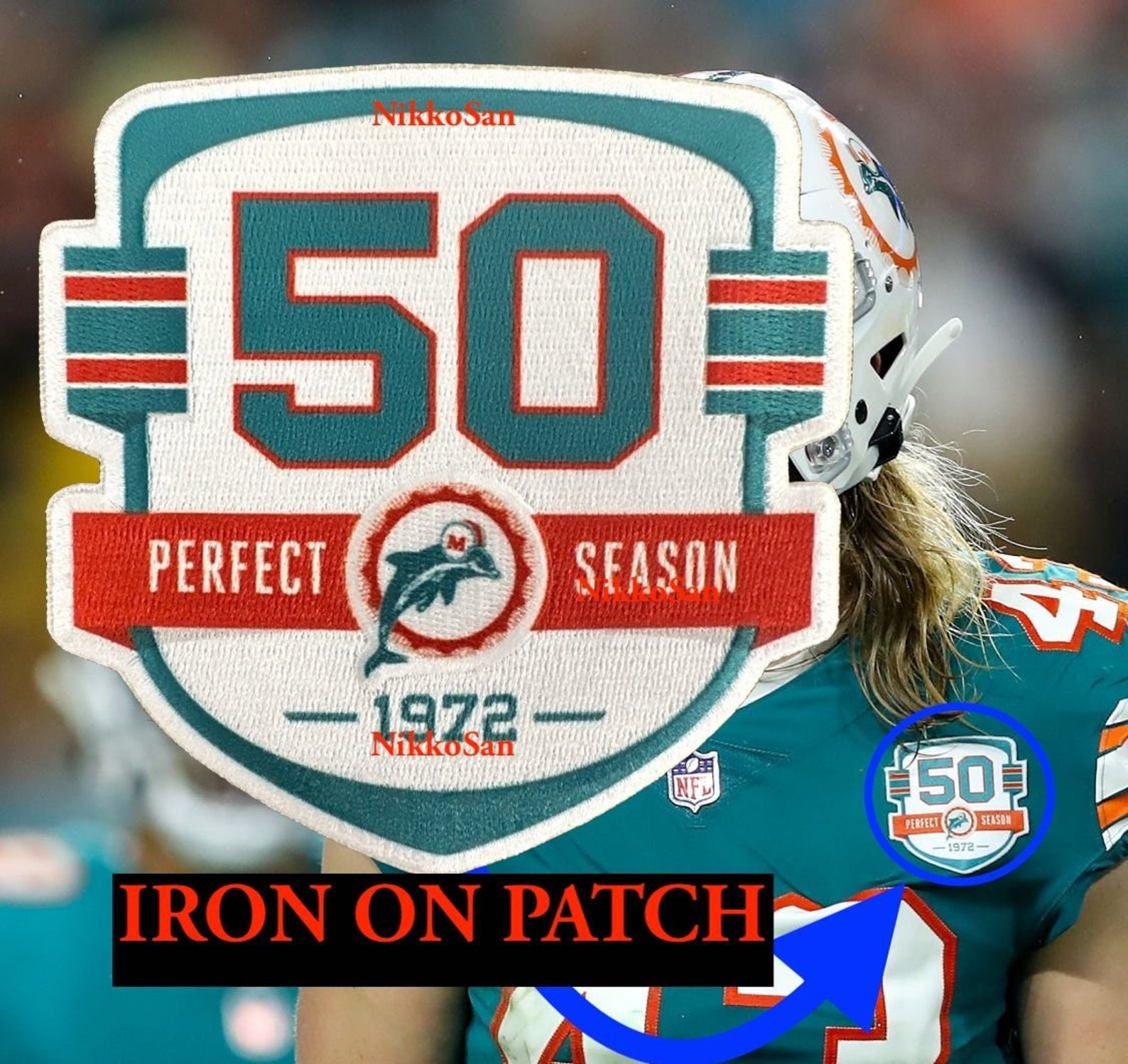 Dolphins 50 Patch 1972 Perfect Season Patch Miami Dolphins ...