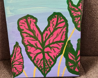 Mini Caladium Shelf Sitter Painting - Etsy