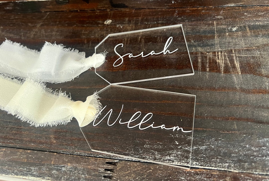 Acrylic Name Tag – Clear Reusable Gift & Stocking Tags | Wedding Table ...