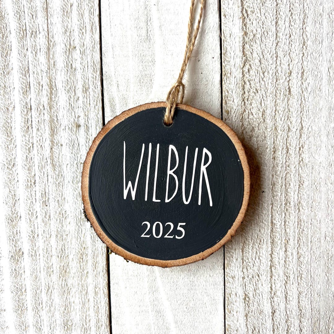Custom Rae Dunn Style Wood Slice Ornament (small), Personalized ...