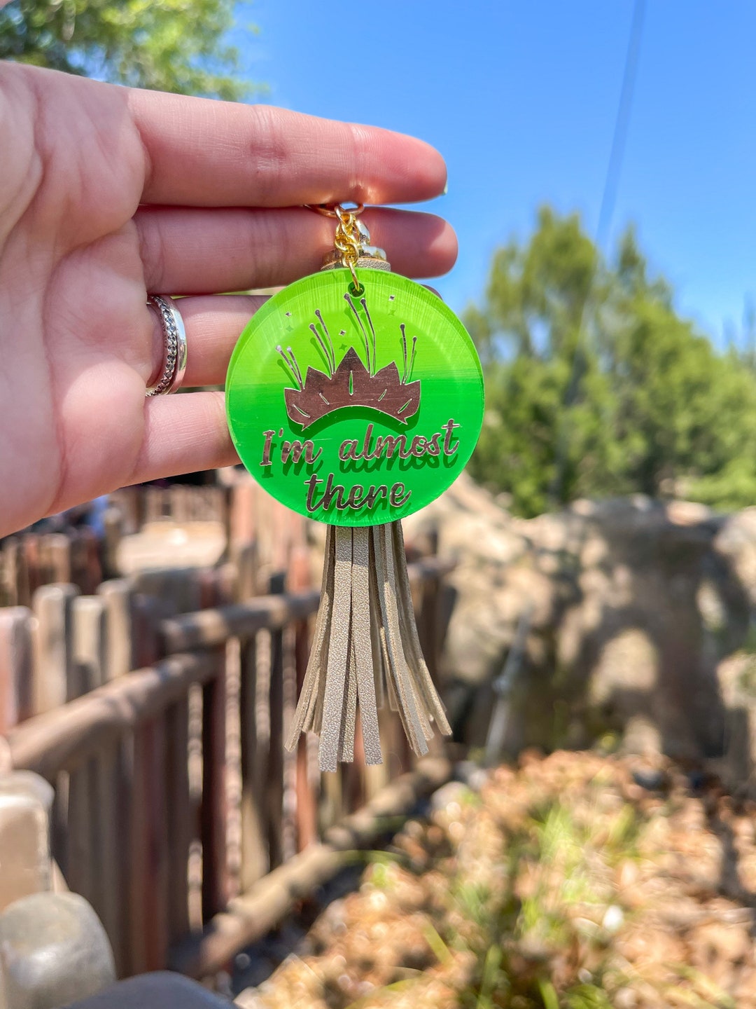 I’m Almost There Princess Tiana Ombre Keyring Acrylic Painted Back ...