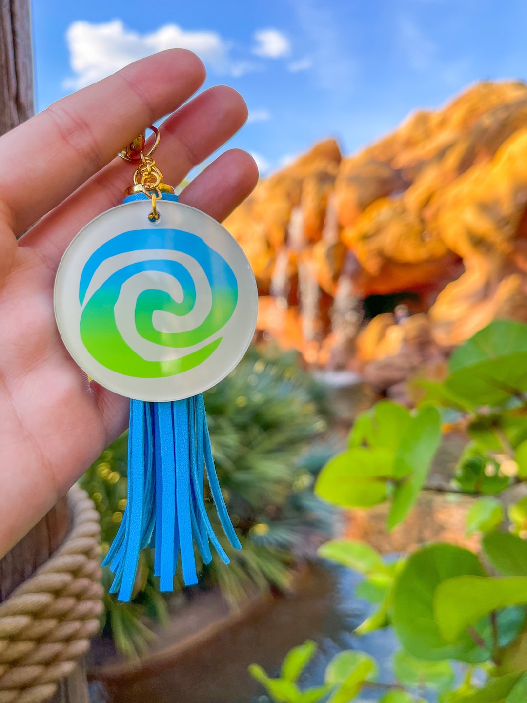 Moana Ombre Swirl Sign Keyring Acrylic Hand Painted Back Keychain ...