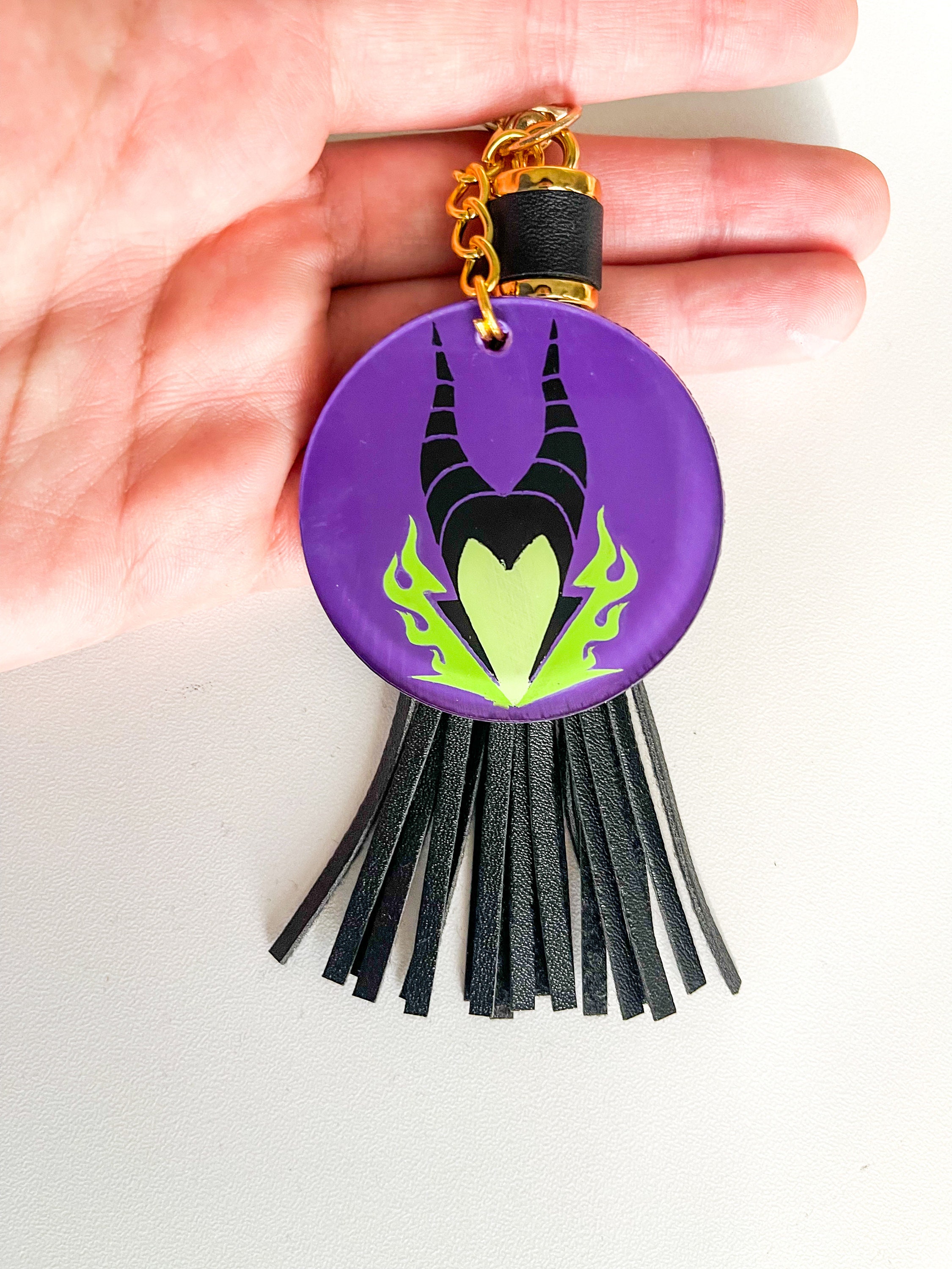 Maleficent Keyring Hand Painted Back Acrylic Keychain | Maléfica ...