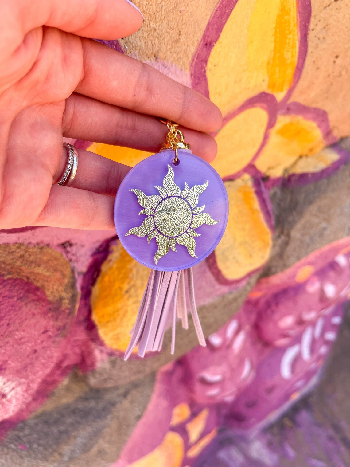 Tangled Rapunzel Sun Keyring Acrylic Hand Painted Back - Etsy