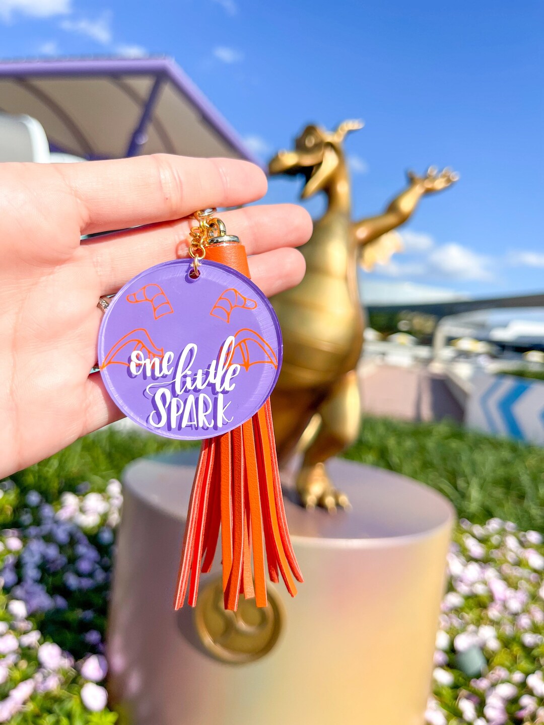 One Little Spark Figment Keyring Acrylic Hand Painted Back Keychain ...
