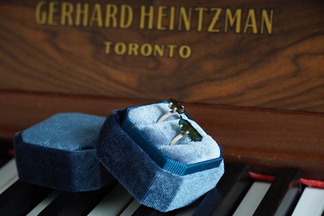Jewelry Box, Velvet Ring Box, Navy Ring Box, Double Slot Ring ...