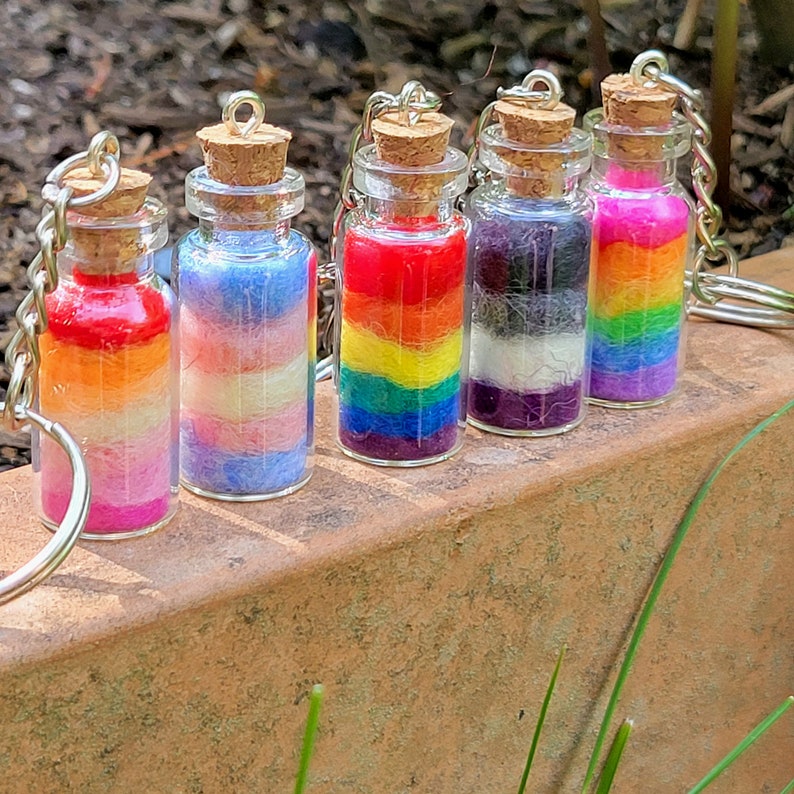 Pride Keychains | Pride Bottle Keychains | Wool Felt Pride Bottles ...