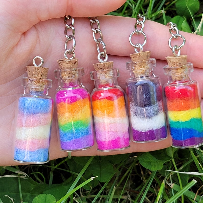 Pride Keychains | Pride Bottle Keychains | Wool Felt Pride Bottles ...