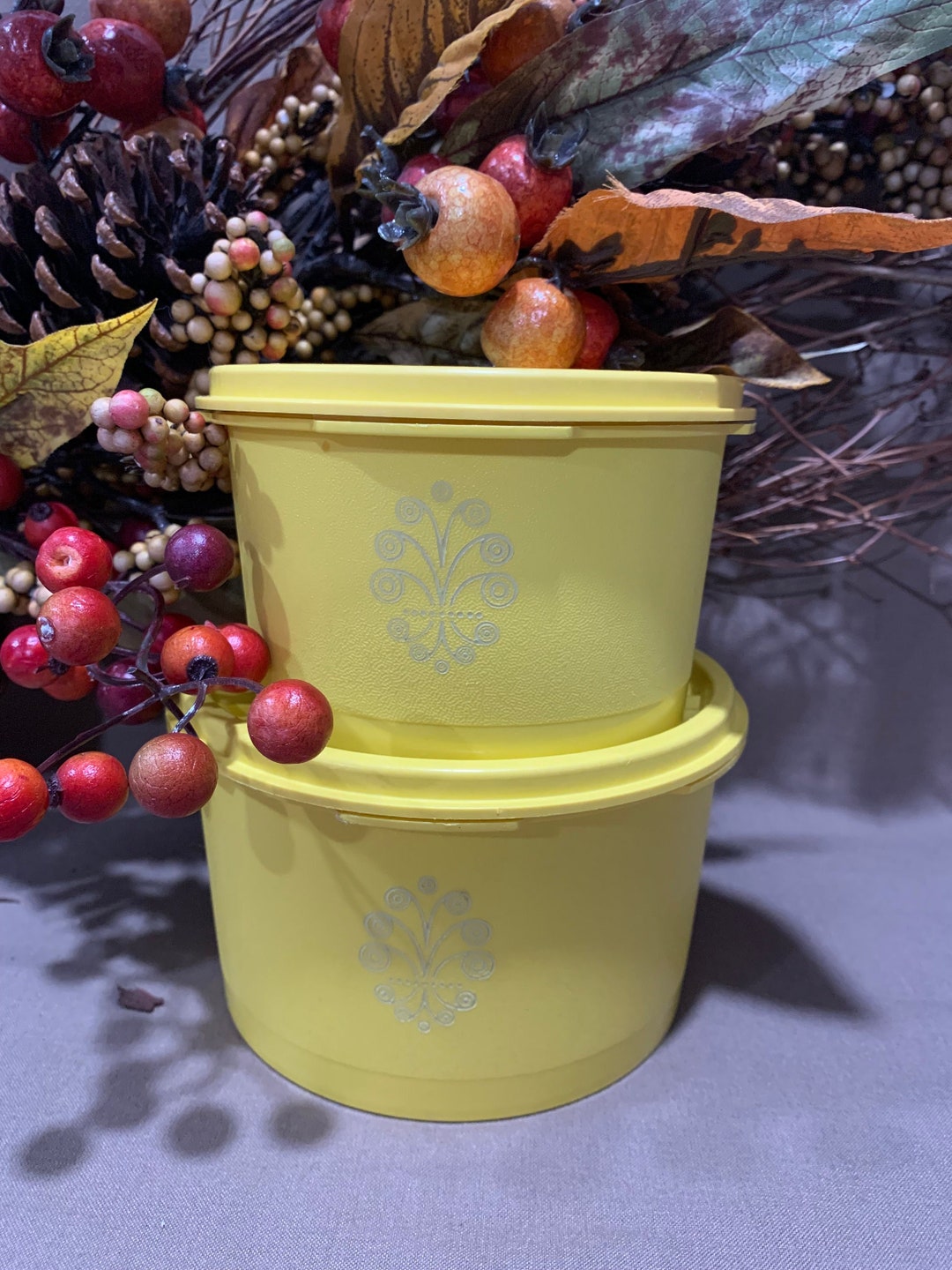 Two Tupperware Sunburst Yellow Canisters Servaliers, Retro, Vintage ...