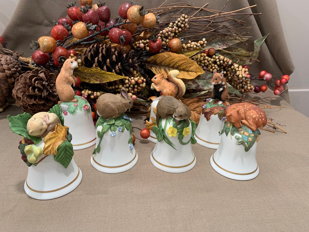 Vintage Peter Barrett Porcelain Bells Baby Woodland Animals Ornamental ...