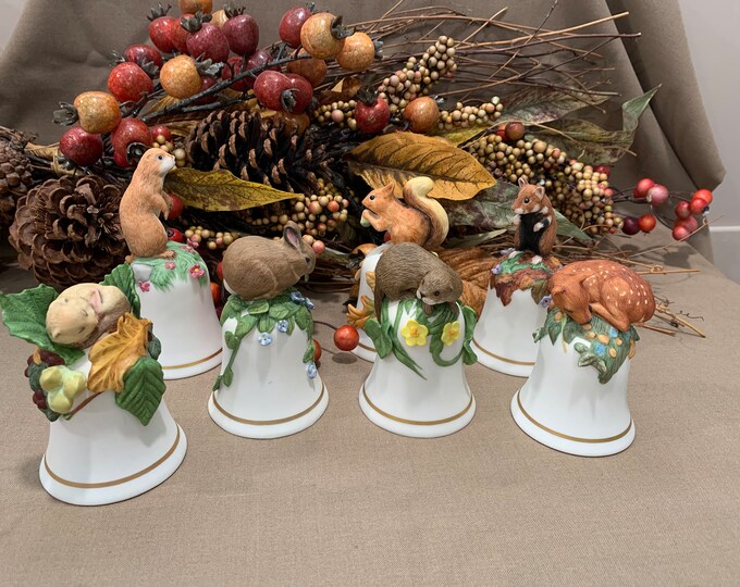 Vintage Peter Barrett Porcelain Bells Baby Woodland Animals Ornamental ...