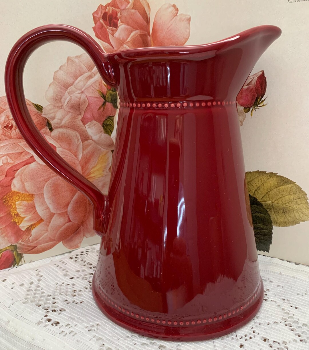 Vintage Martha Stewart Pottery Ceramic Jug Pitcher Maroon Red, Farm ...