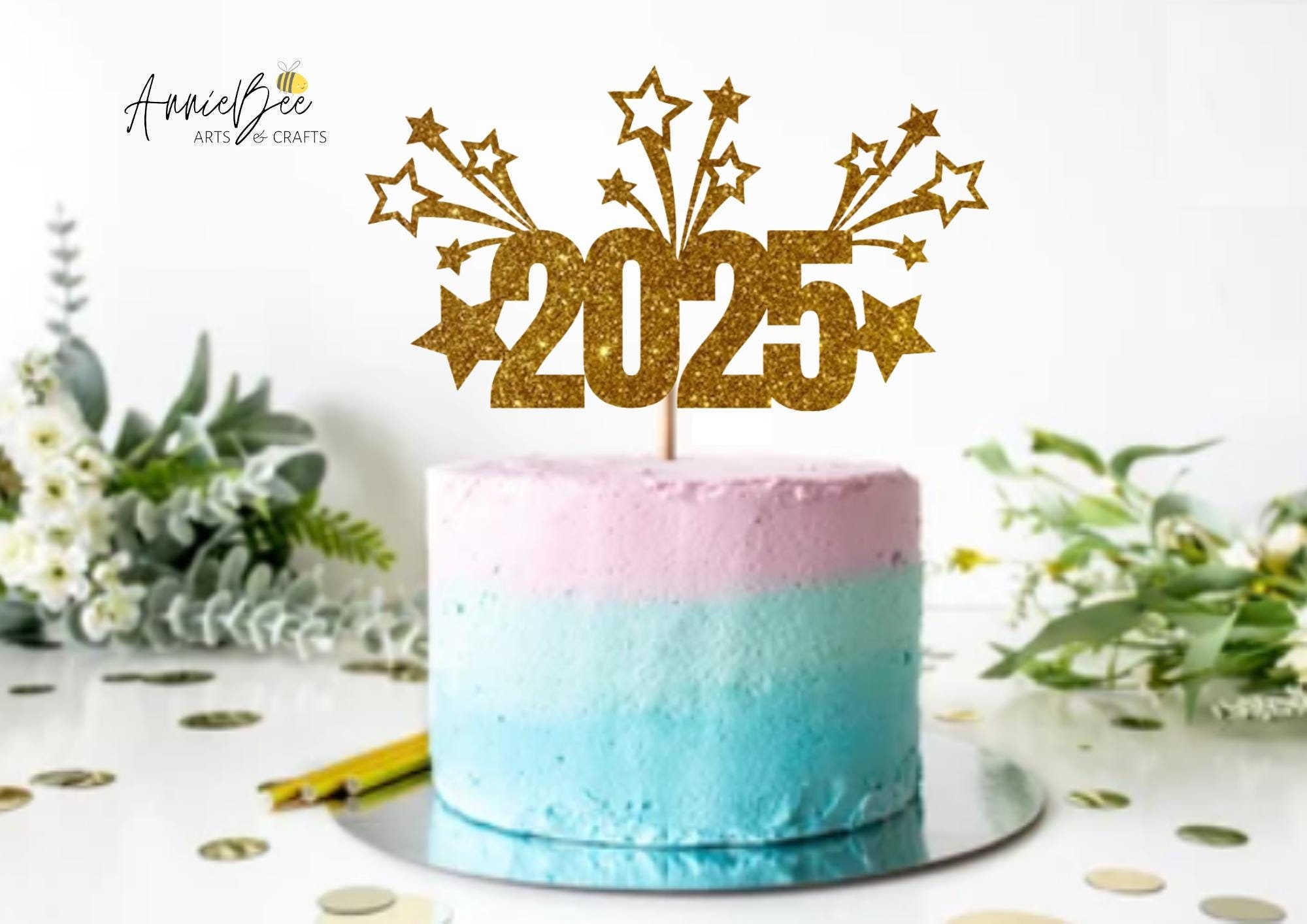 2025 New Year Cake Topper SVG | 4 Styles - Etsy