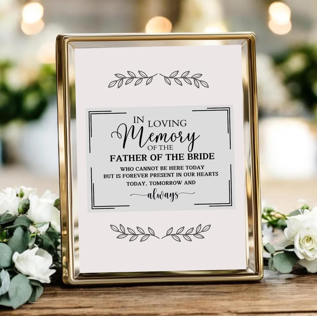 Father / Mother of the Bride Memorial Sign for Wedding, Reserved ...
