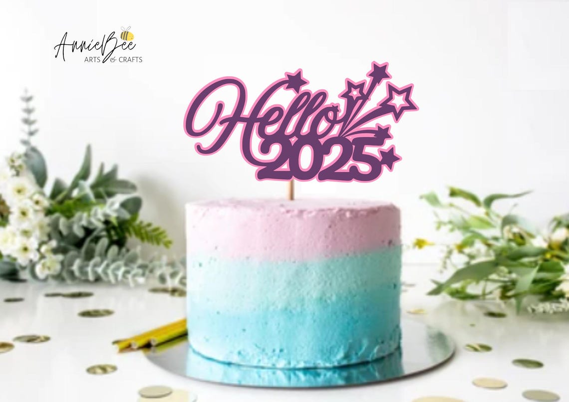 2025 New Year Cake Topper SVG | 4 Styles - Etsy