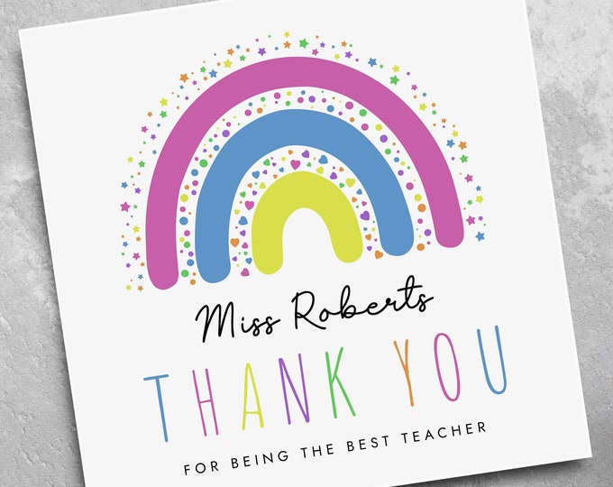 Personalised Teacher Card, Leaving School Card, End of School Card ...