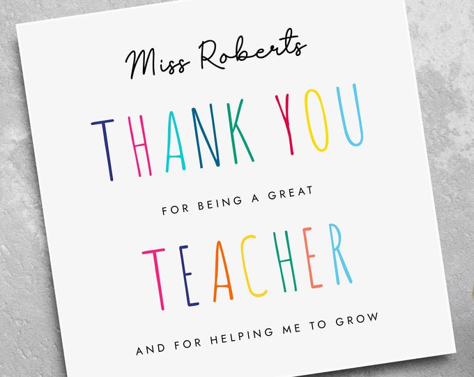Personalised Teacher Card, Leaving School Card, End of School Card ...